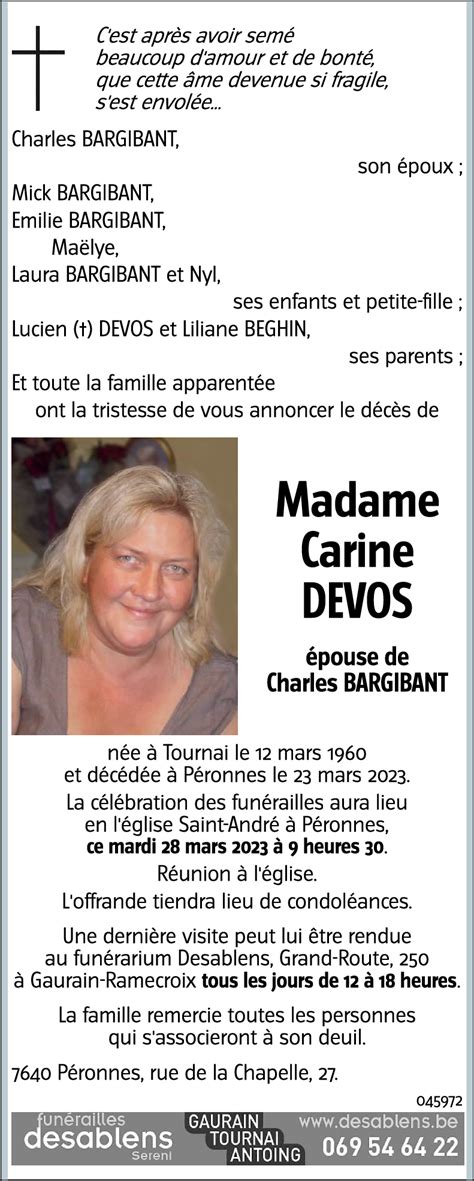 Carine Devos † 23 03 2023 Inmemoriam