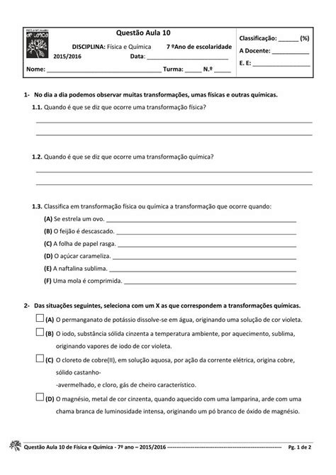 PDF Questão Aula 10 Classificação DISCIPLINA Física e PDF fileQuestão Aula 10 de