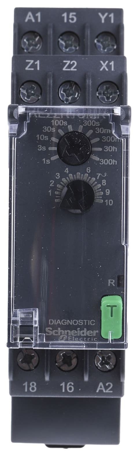 Schneider Electric Spdt Timer Relay Off Delay 24 → 240v Ac Dc 0 05 → 1s Din Rail Mount Rs