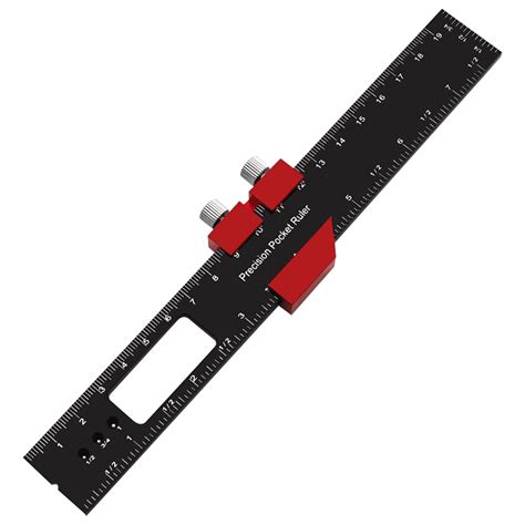 Woodworking Precision Pocket Ruler Aluminum Alloy Slide Ruler Inch And Metric T Type Scribing