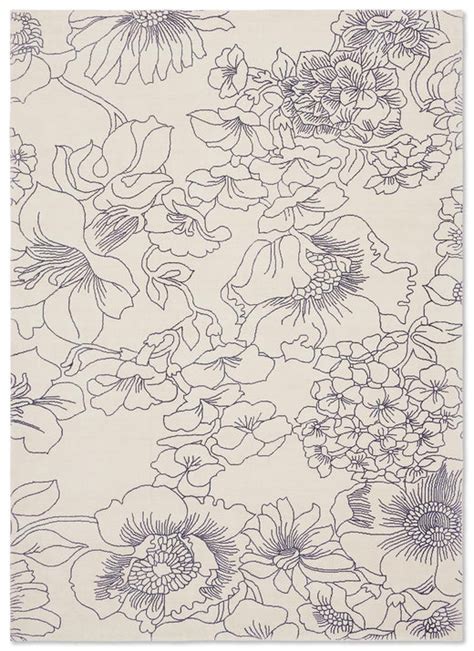 Vloerkleed Ted Baker Linear Floral Blue 162508 Vloerkledenwinkel