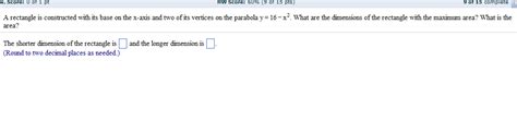 Solved A Rectangle Is Constructed With Its Base On The