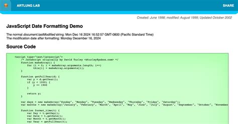 date formatting artlung lab
