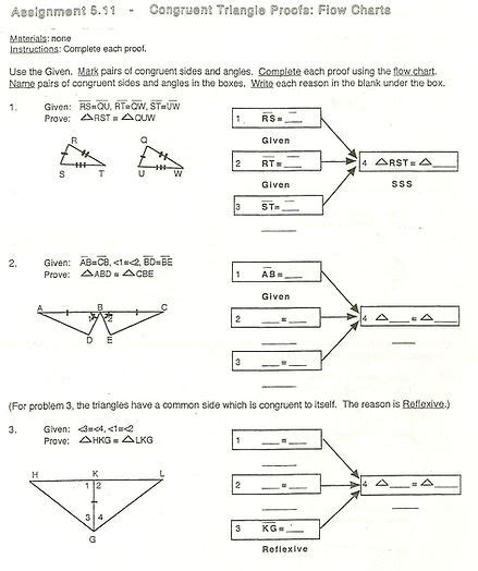 Geometry Congruent Triangle Proofs Flow Charts