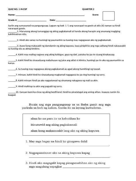 Esp Quiz No 1 Q2 Pdf