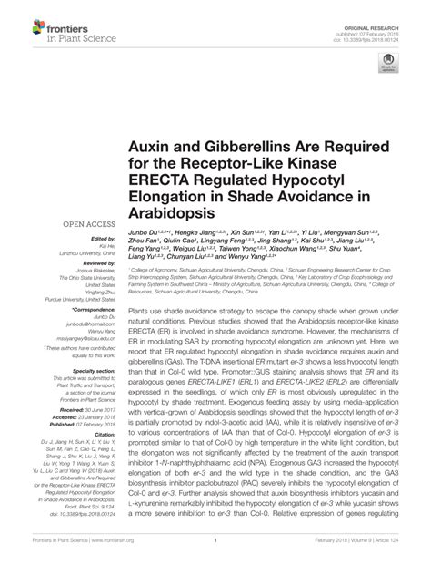 Pdf Auxin And Gibberellins Are Required For The Receptor Like Kinase