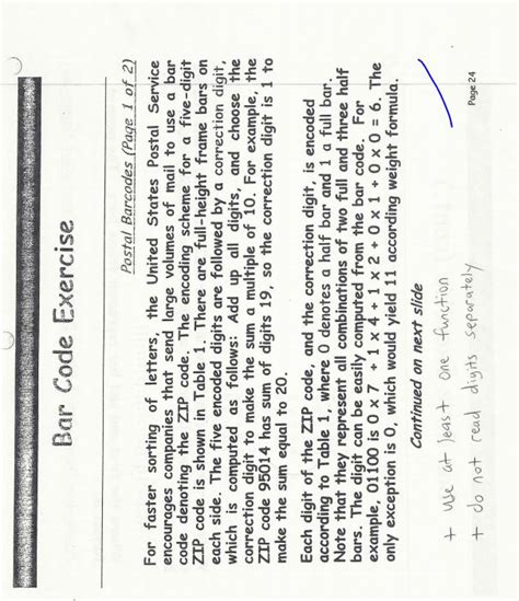 Solved Bar Code Exercise Postal Barcodes Page 1 Of 2 For Chegg