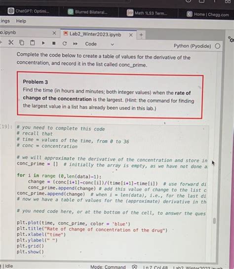 Solved Complete The Code Below To Create A Table Of Values Chegg