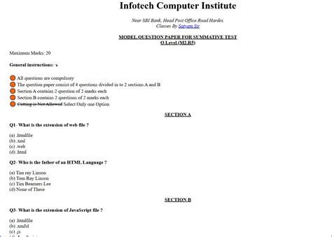 Infotech Computer Institute O Level Project