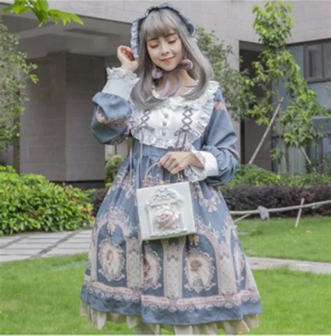 귀여운 소녀 고딕 로리타 Op 코스프레 고딕 일본 달콤한 로리타 드레스 빈티지 레이스 붕대 인쇄 하이 웨이스트 빅토리아 드레스
