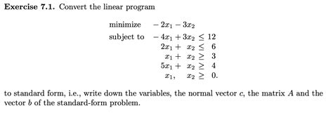 Solved Exercise Convert The Linear Program Minimize Chegg
