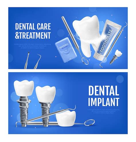 Premium Vector Realistic Isometric Dental Care Banner Set