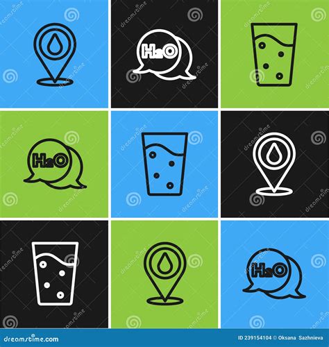 Waterval Instellen Met Locatie Glas Water En Chemische Formule Voor H2o