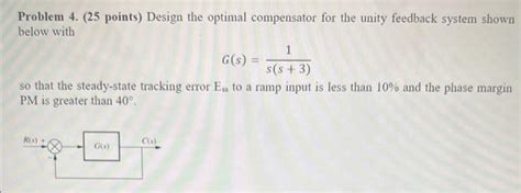 Solved Problem Points Design The Optimal Compensator Chegg