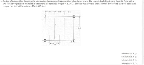 Solved 1 Design A W Shape Floor Beam For The Intermediate