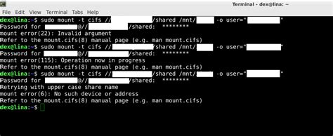 Networking Debian Mount Same Command Different Errors Unix
