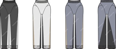 Premium Vector Ladies Trouser Front And Back Part Flat Sketch Technical Drawing Vector