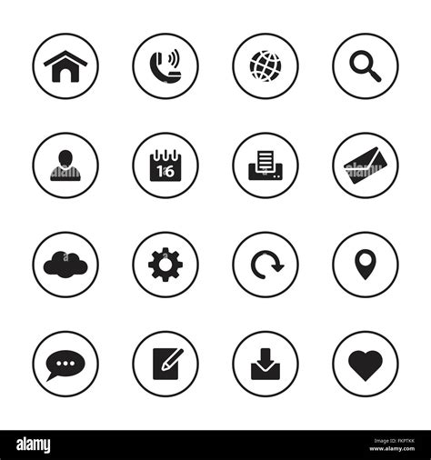 EPS Black Flat Web And Technology Icon Set With Circle Frame For Web Design UI Infographic