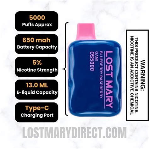 Blueberry Raspberry Gami Lost Mary Os5000 Disposable Vape
