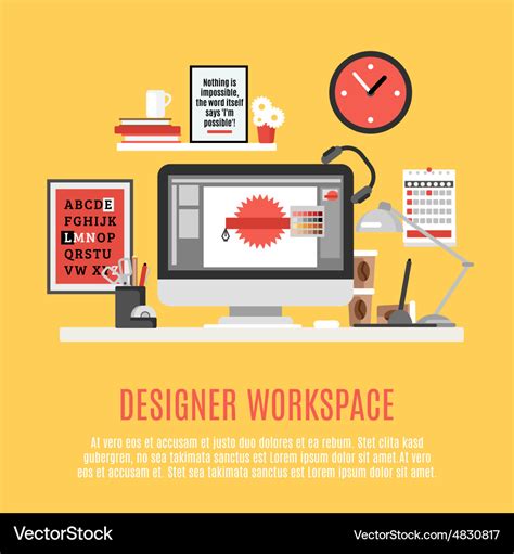 Designer Workspace Royalty Free Vector Image Vectorstock