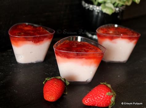 Erivum Puliyum Strawberry Pudding No Gelatin No Whipped Cream No