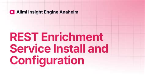Rest Enrichment Service Install And Configuration Aiimi Insight