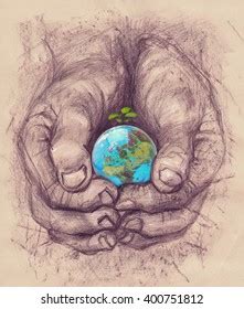 Conceptual Poster Earth Day Human Hands ilustrações stock 400751812