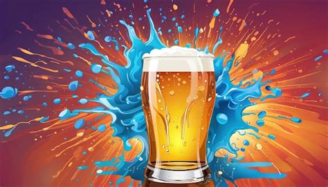 Premium Ai Image Glass Beer Vector With Energetic Beer Splash