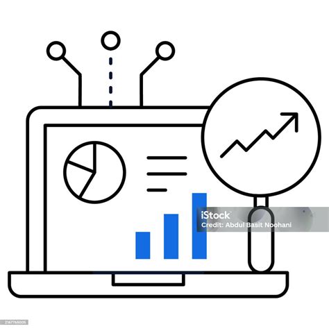 데이터 분석 및 Ai 처리 기능이 있는 노트북을 나타내는 아이콘으로 Ai 기반 데이터 분석 기계 학습 및 비즈니스 인텔리전스를 상징합니다 0명에 대한 스톡 벡터 아트 및