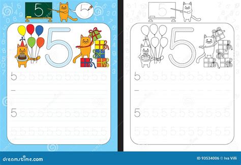 Numbers Tracing Worksheet Stock Vector Illustration Of Dexterity 93534006