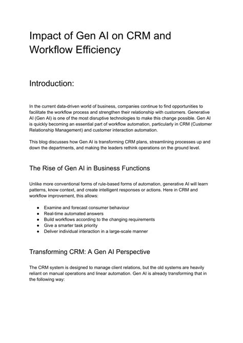 Ppt Impact Of Gen Ai On Crm And Workflow Efficiency Powerpoint Presentation Id 14357011