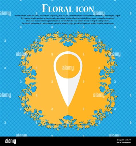 Map Pointer Icon Gps Location Symbol Floral Flat Design On A Blue Abstract Background With