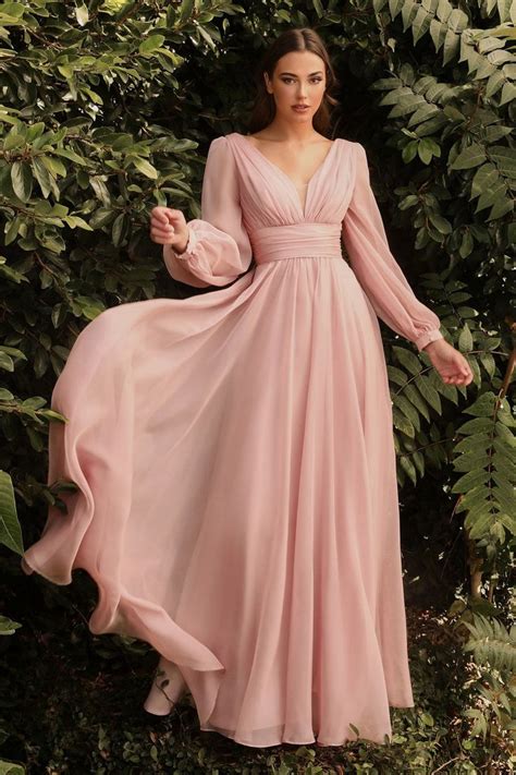 Long Sleeve Chiffon Gown By Cinderella Divine Cd0192 Prom Dresses