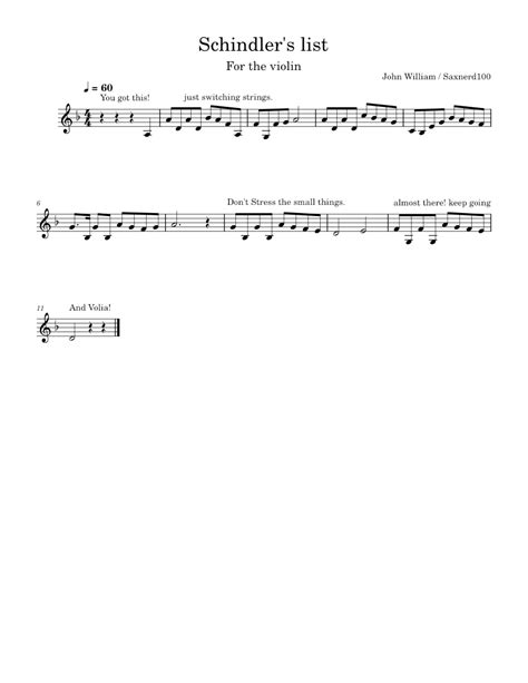 Schindlers List Theme John Williams Schindlers List Sheet Music For
