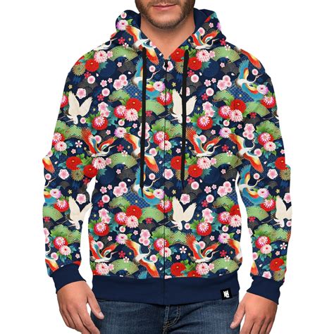 Japanese Cranes Zip Up Hoodie Hoodie Lab
