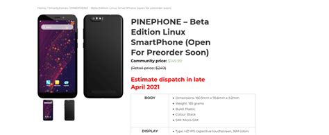 PinePhone Beta Edition สามารถสงซอลวงหนาไดในเดอนหนาดวย Manjaro