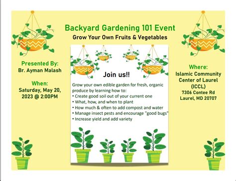 Iccl Backyard Gardening Event Islamic Community Center Of Laurel