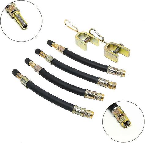 Set Of 4 Tire Valve Extension Flexible Tire Hose Valve 150mm With 2