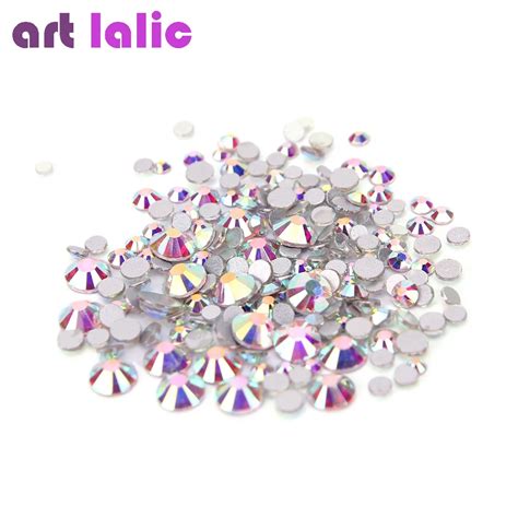 1440pcs Ab Silver Clear Glass Crystal Rhinestones Mix Sizes Nail Art
