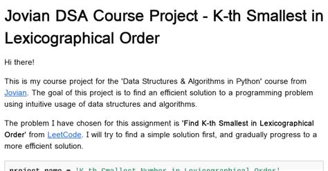 K Th Smallest Number In Lexicographical Order Notebook By Shailesh