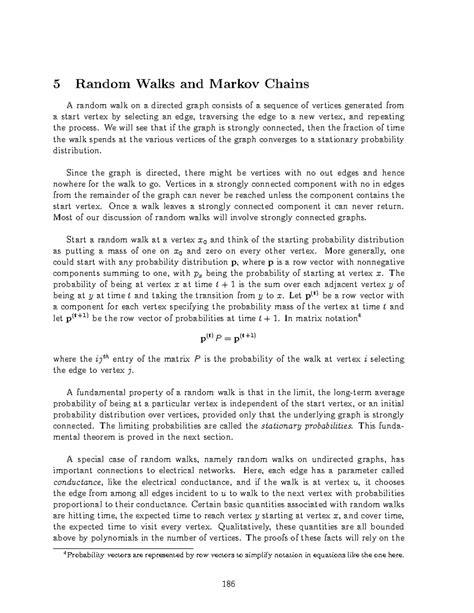 Random Walks And Markov Chains We Will See That If The Graph Is Strongly Connected Then The