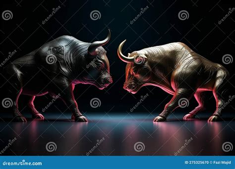 Bull And Bear Financial Infograhic Stock Market Chart Award In Gold And