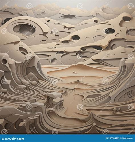 Contoured Shading A Captivating 3d Paper Art Image Of A Desert Terrain