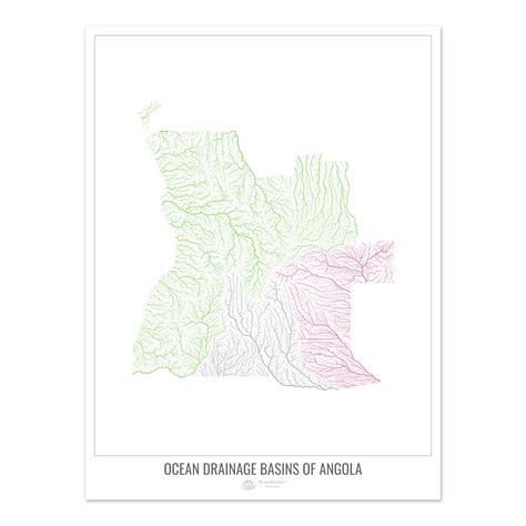 Angola Ocean Drainage Basin Map White V1 Fine Art Print