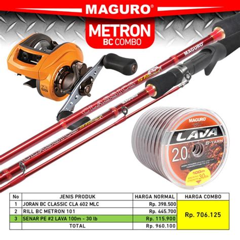 Jual Paket Murah Bait Casting Joran Maguro Classic 602 MLC Dan Reel