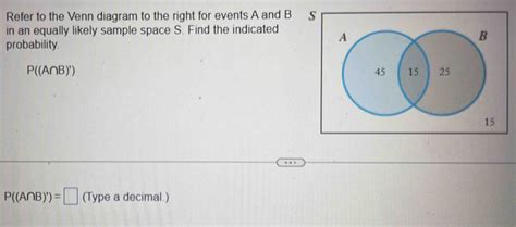 Solved Refer To The Venn Diagram To The Right For Events A And B S In
