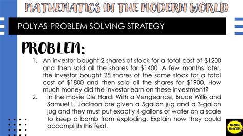 Polyas Problem Solving Strategy Youtube