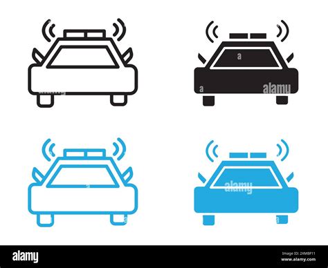 Flashing Police Car Icon Vector Line Logo Mark Or Symbol Set Collection