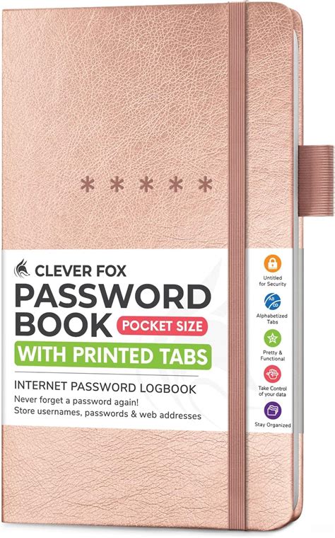 Clever Fox Password Book Pocket Small Internet Address Password Journal Organizer Computer