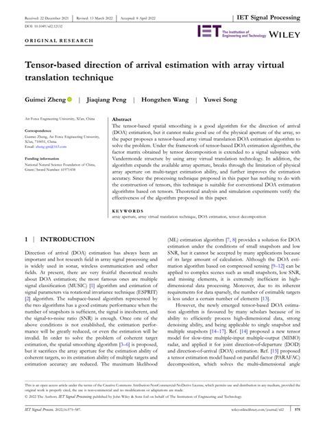 pdf tensor‐based direction of arrival estimation with array virtual